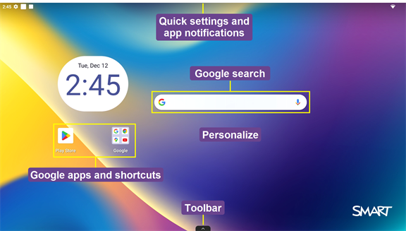 Navigating the appliance’s home screen - SMART AMG1 appliance